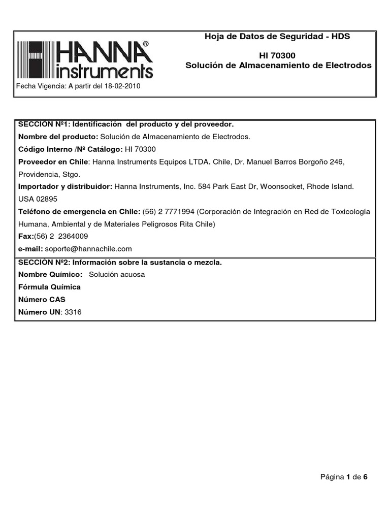 HDS Hi 70300 Hanna | PDF | Solubilidad | Concentración