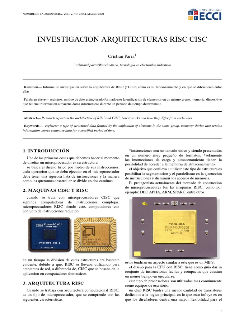 Informe Risc y Cisc | PDF | Microprocesador | Circuito integrado