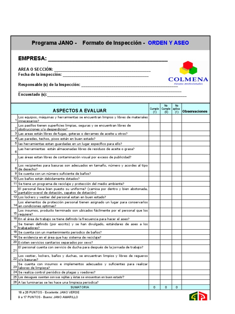 Formato Orden y Aseo | PDF | Residuos | Naturaleza