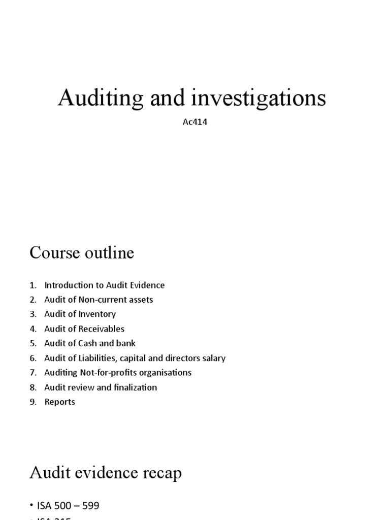 Auditing and Investigations | PDF | Going Concern | Audit