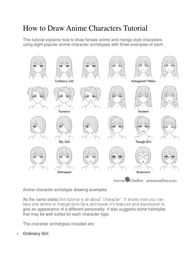 How To Draw Anime Characters Tutorial | PDF | Anime | Face