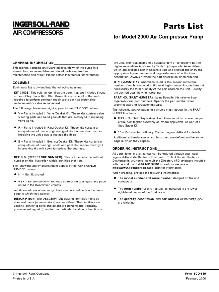 Model 2000 Parts List PDF | PDF | Pipe (Fluid Conveyance) | Piston