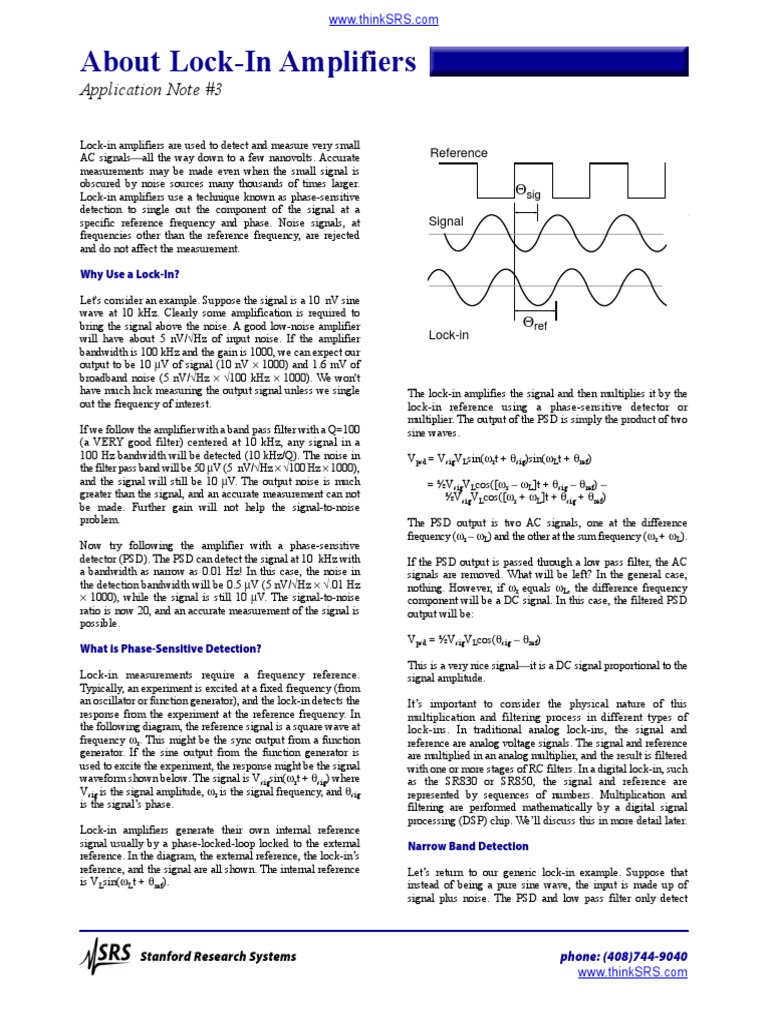 About Lock-In Amplifiers: Application Note #3 | PDF | Science & Mathematics