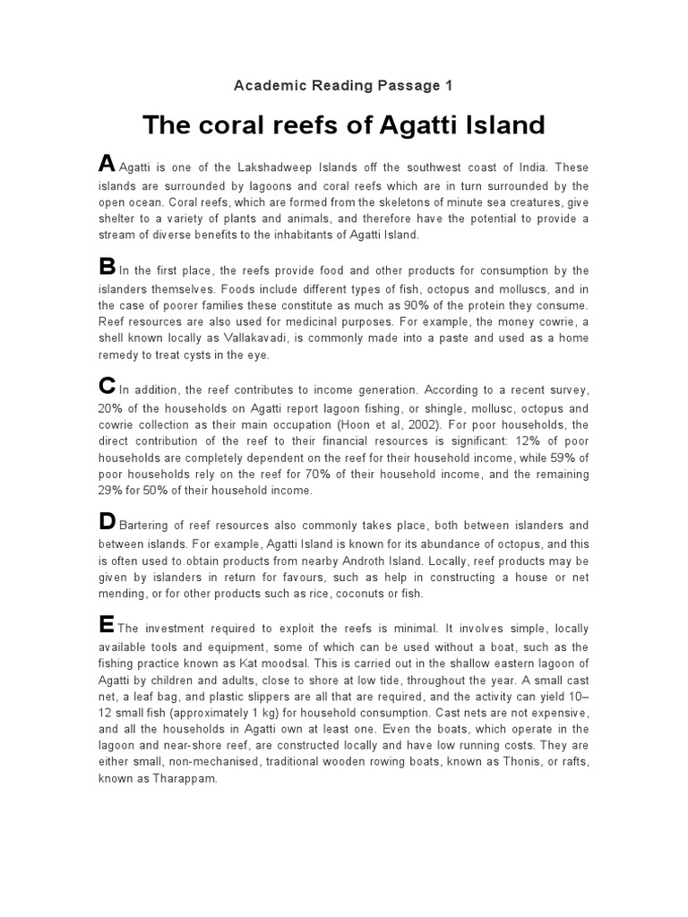 IELTS Reading 1 | PDF | Coral Reef | Foods