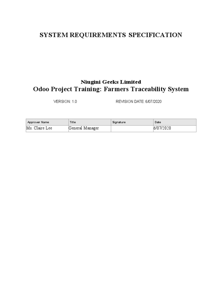 System Requirements Specification: Niugini Geeks Limited | PDF | Use ...