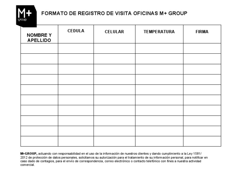 Hojas De Registro De Visitantes Para Imprimir Registro De Visitantes