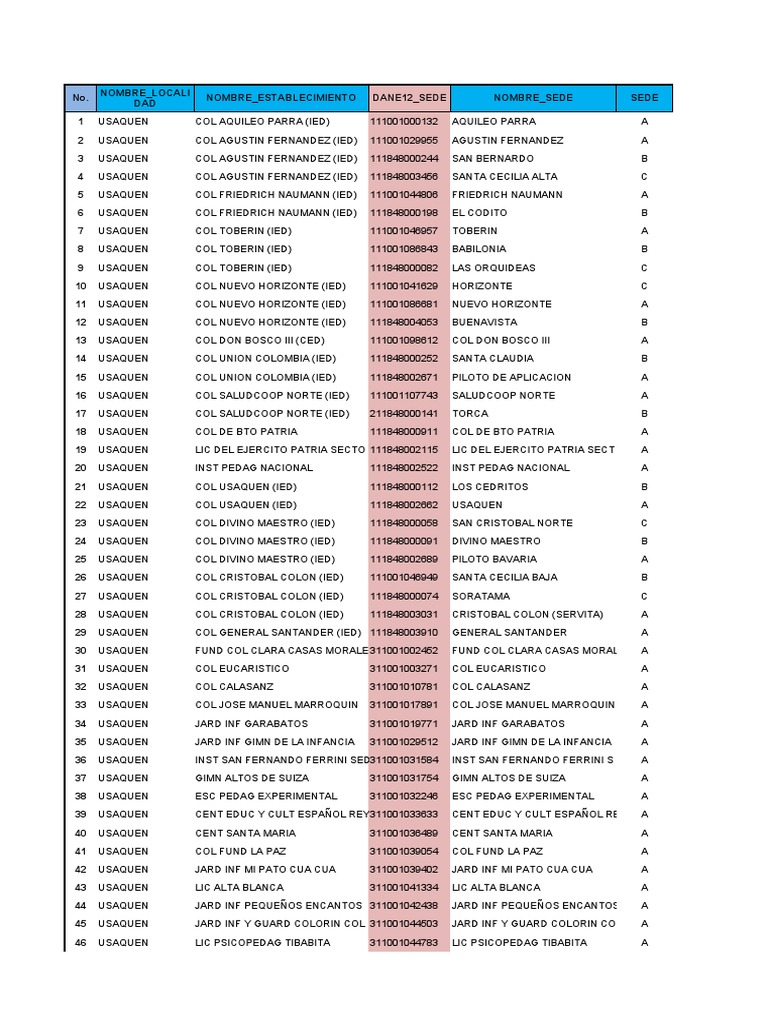 Codigos Dane Colegios Oficiales y Privados | PDF | Colombia