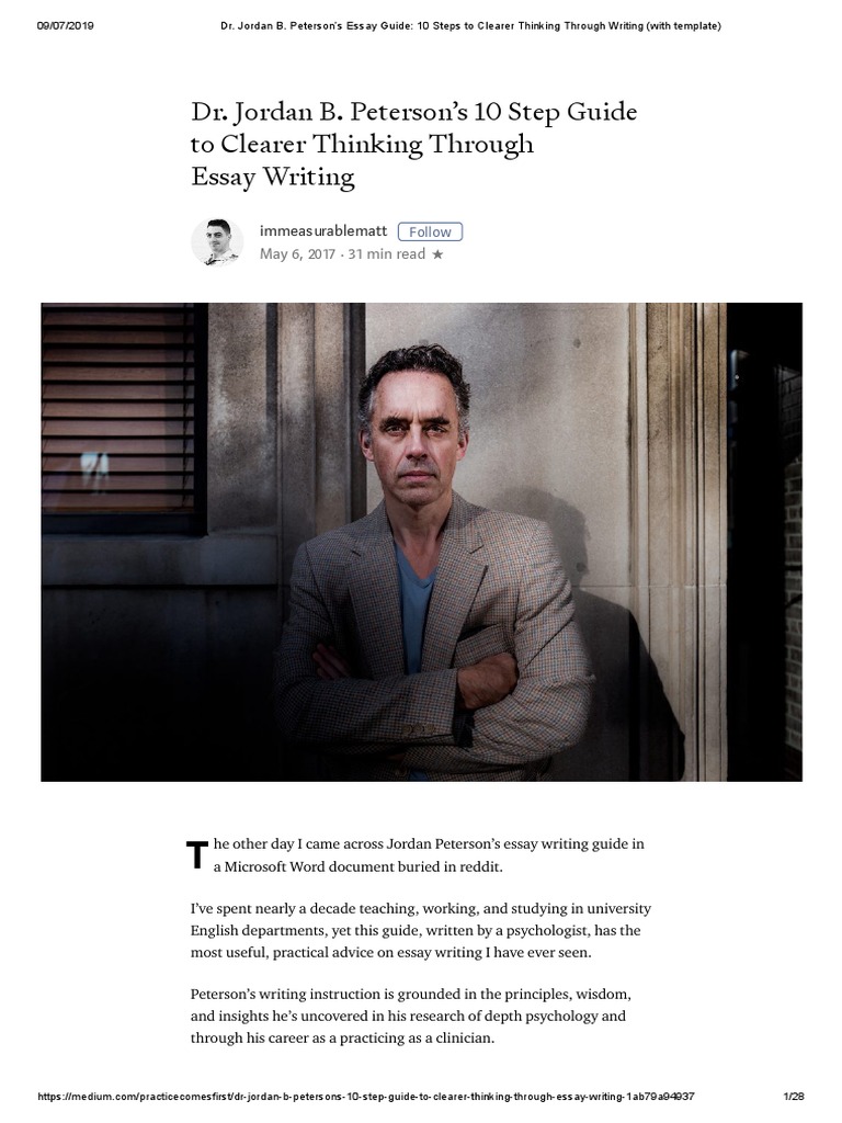 Dr. Jordan B. Peterson's Essay Guide - 10 Steps To Clearer Thinking ...