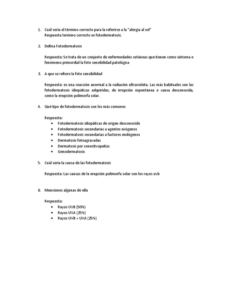 Fotodermatosis: Tipos y Tratamientos | PDF | Alergia | Especialidades ...