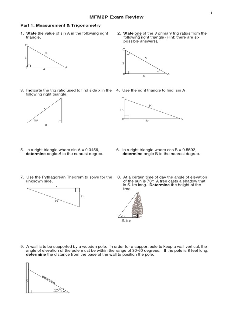 MFM2P Exam Review: Measurement & Trigonometry | PDF | Volume | Length
