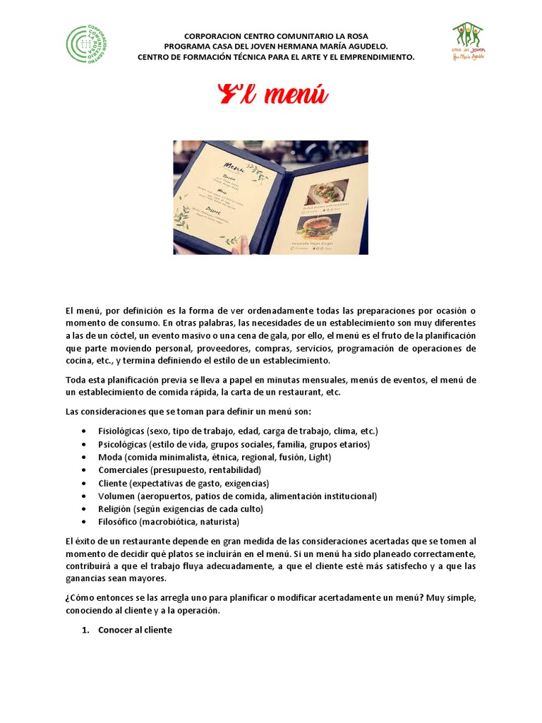 Planificación de Menús para Restaurantes | PDF | Caldo | Artes culinarias