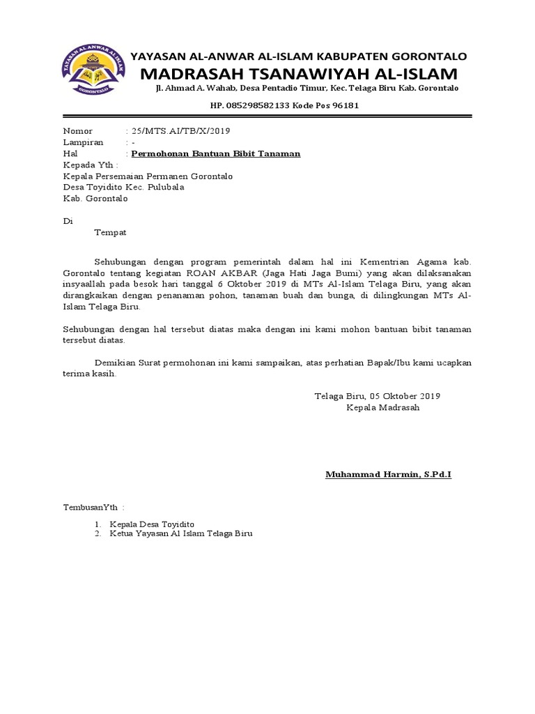 Surat Permohonan Bibit | PDF