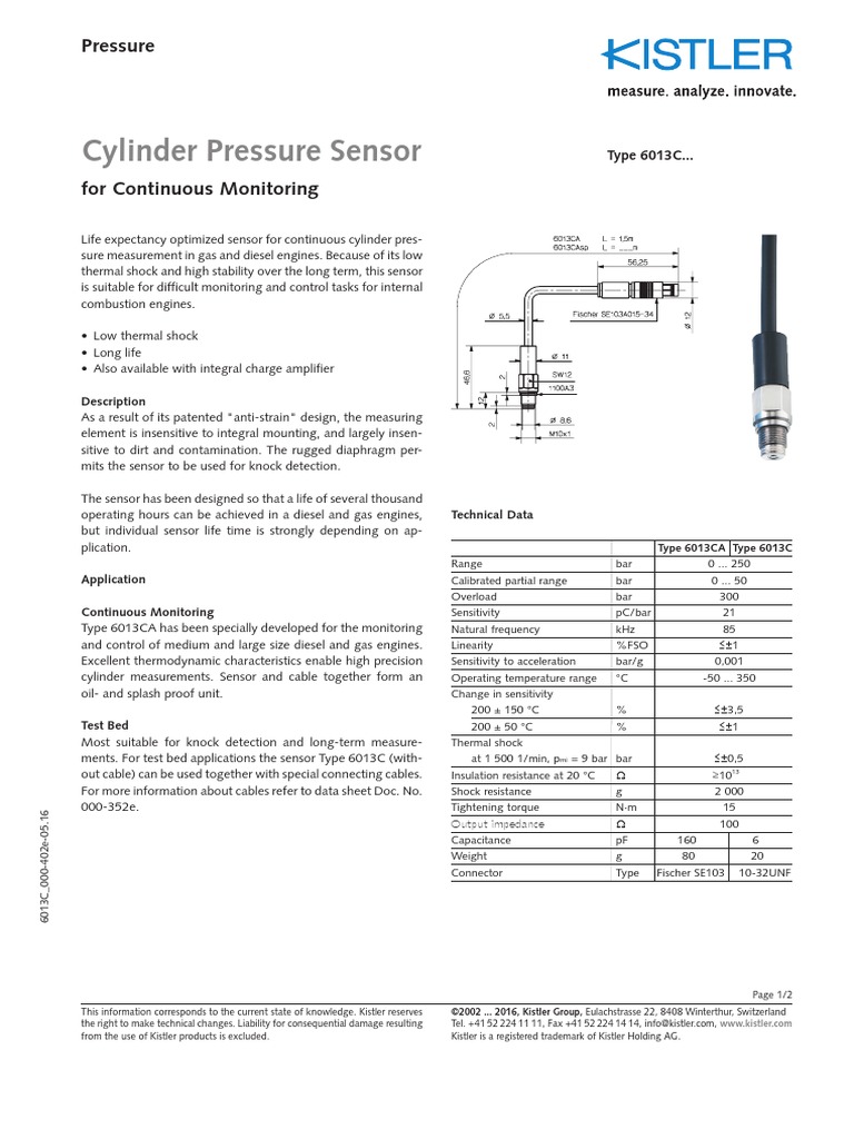 Cylinder Pressure Sensor | PDF | Diesel Engine | Internal Combustion Engine