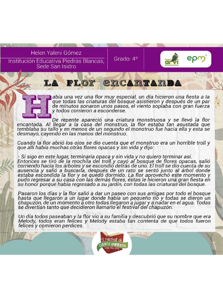 Flor Encantada Cuento Parquearvi | PDF