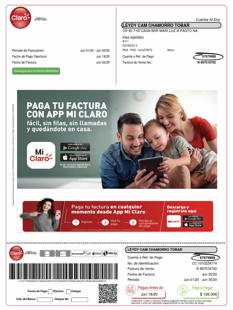 Factura Claro: Junio 2020 | PDF | Factura | Internet