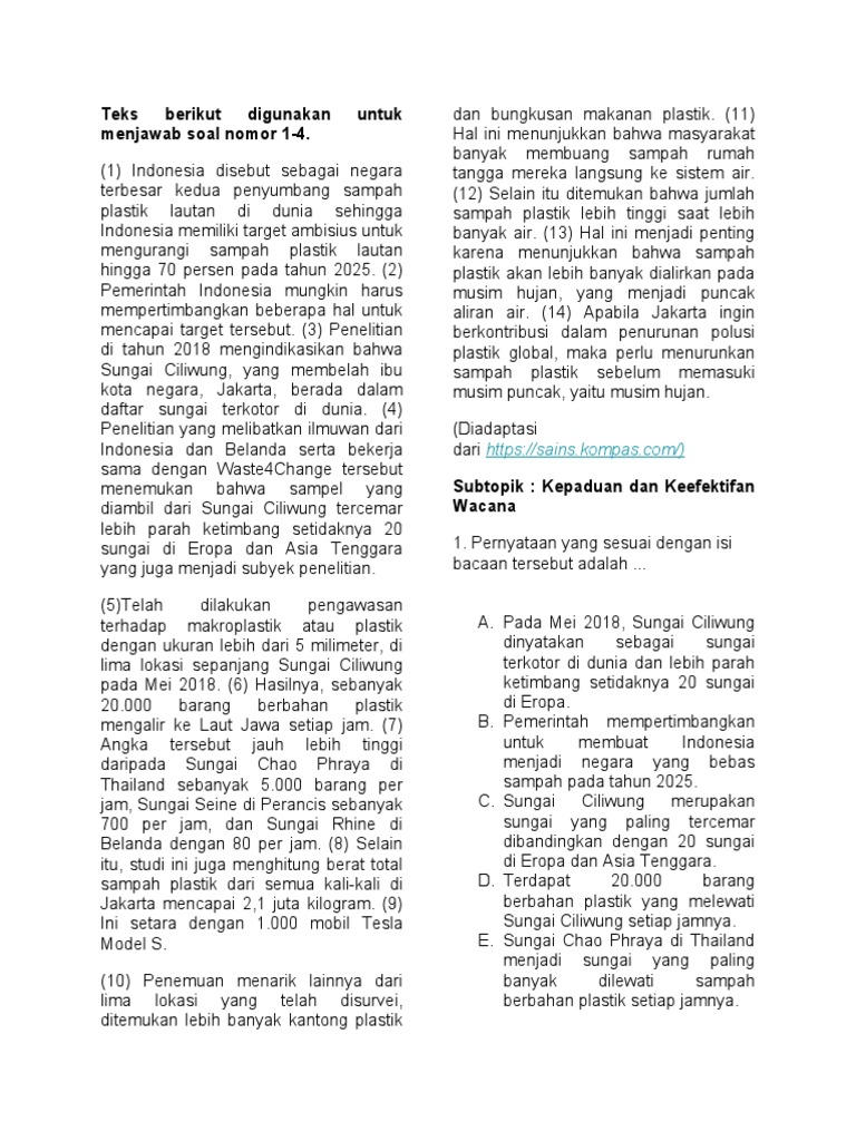 PPU + Kunci | PDF | Kajian Bahasa Asing | Sains & Matematika