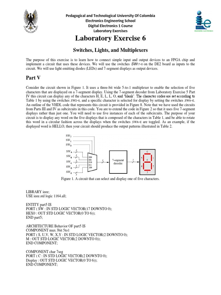 Laboratory Exercise 6 Pdf Pdf Vhdl Electronic Circuits 