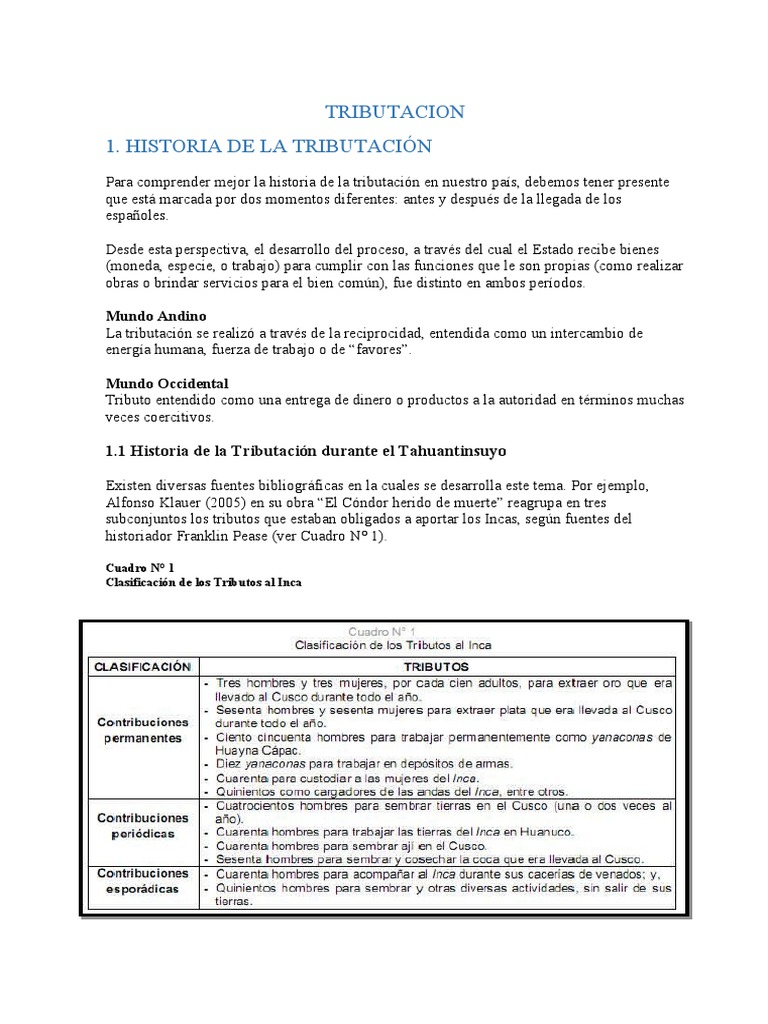 TRIBUTACION | PDF | Imperio Inca | Impuestos