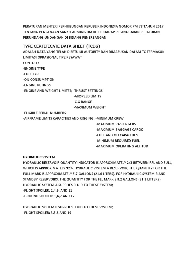 Type Certificate Data Sheet (TCDS) | PDF | Landing Gear | Aviation