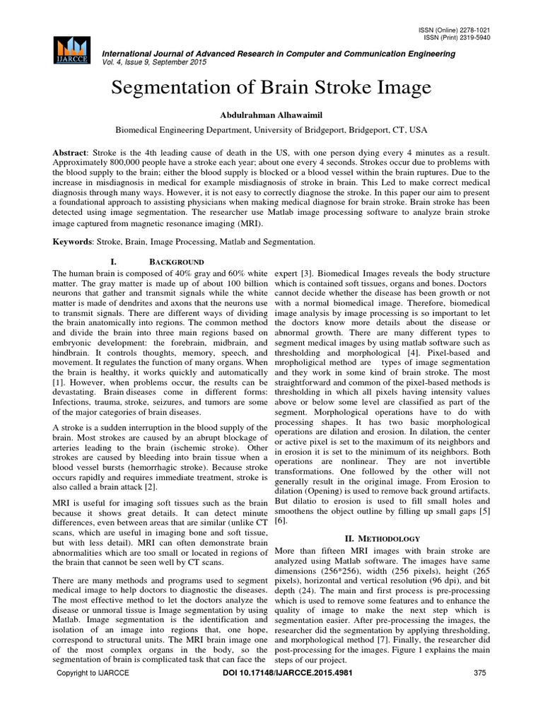 Segmentation of Brain Stroke Image: Abdulrahman Alhawaimil | PDF ...