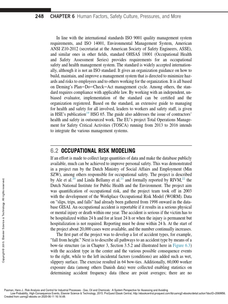 Occupational Risk Modeling: CHAPTER 6 Human Factors, Safety Culture ...