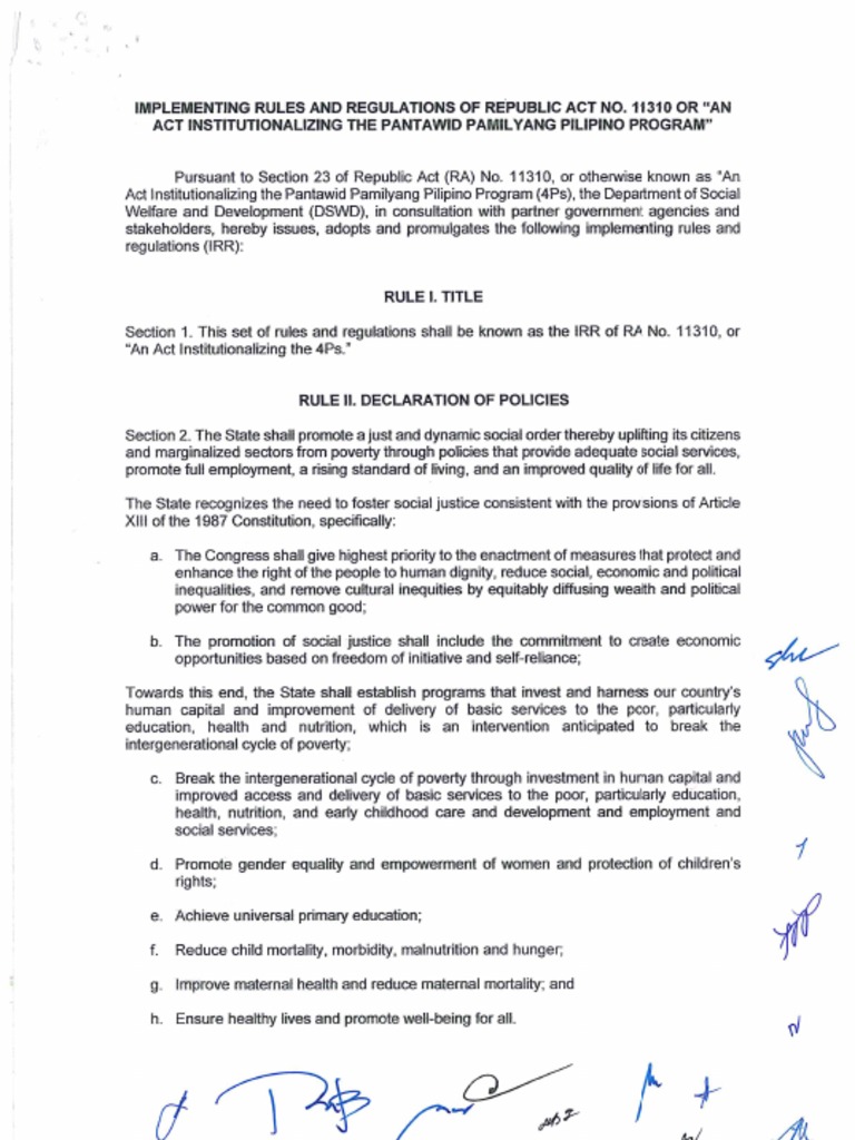 RA-11310 Implementing Rules On 4Ps | PDF