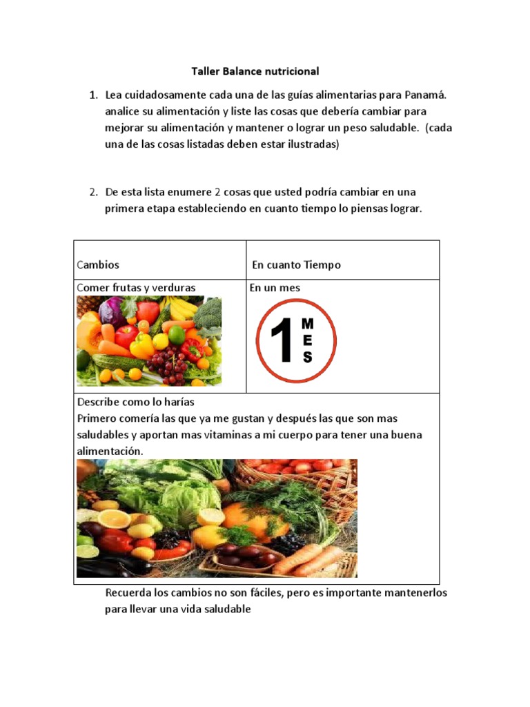 Taller Balance Nutricional | PDF