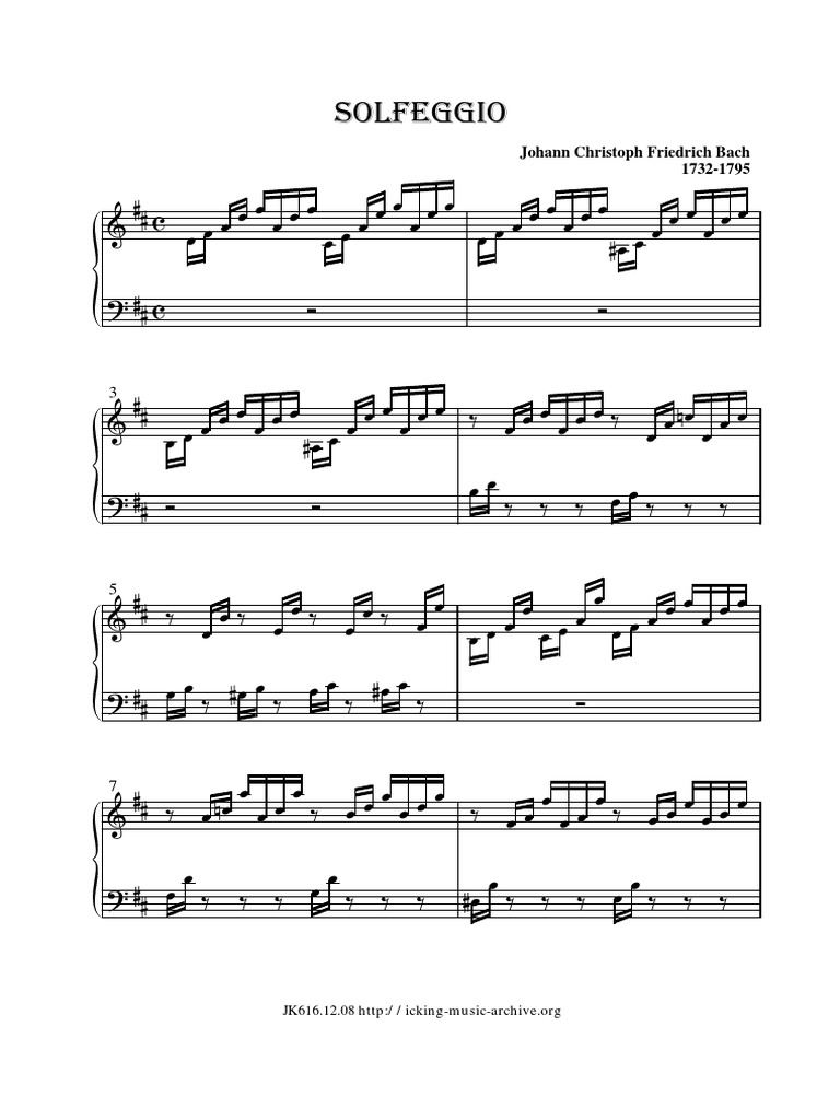 Bach Johann Christoph Friederich Solfeggio PDF | PDF