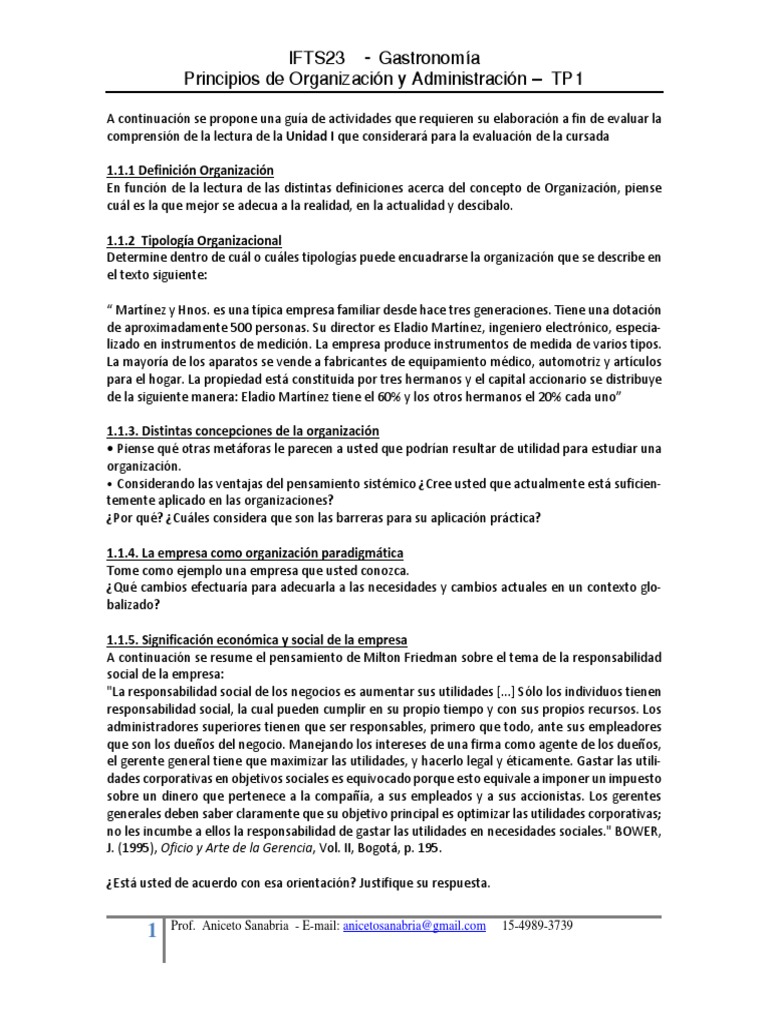 Gastro Administracion TP1 | PDF | Economias | Business