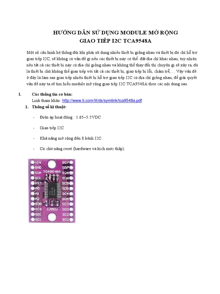 EP9005-TCA9538A - Module I2C Expander Multiplexer User Manual PDF | PDF