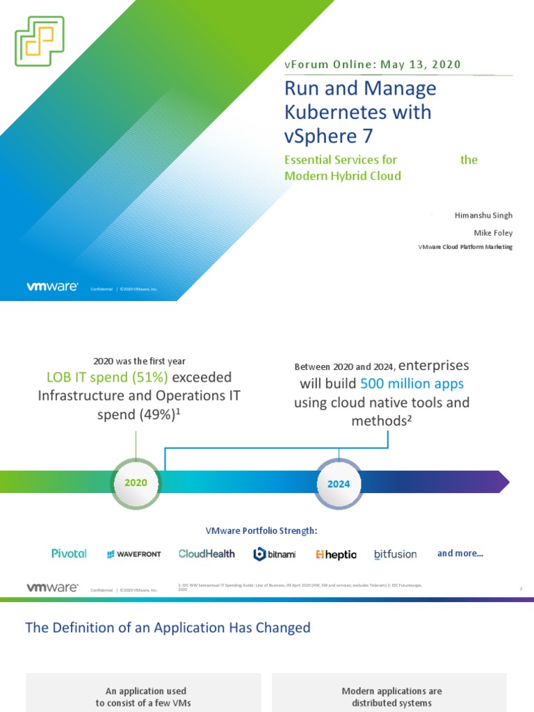 Run and Manage Kubernetes With Vsphere 7: Vforum Online: May 13, 2020 ...