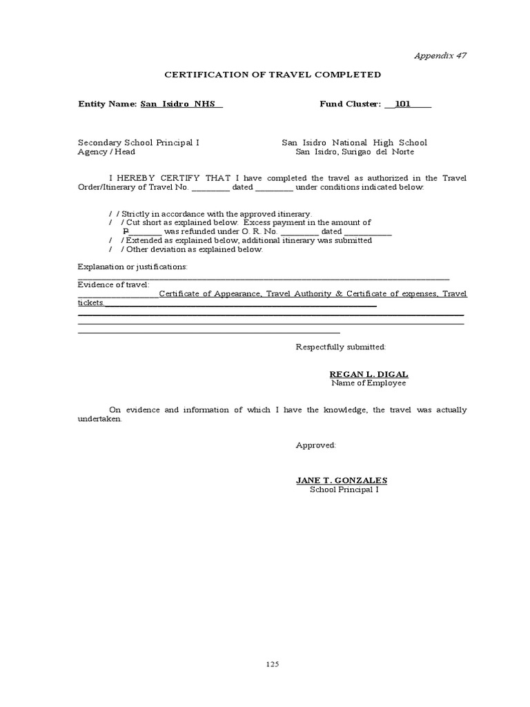 Itinerary Apendex B | PDF