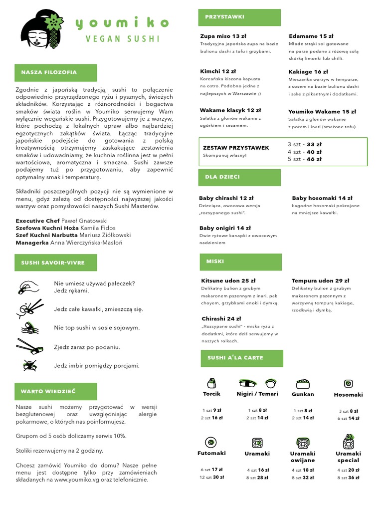 Youmiko Vegan Sushi Menu 07.2020 | PDF