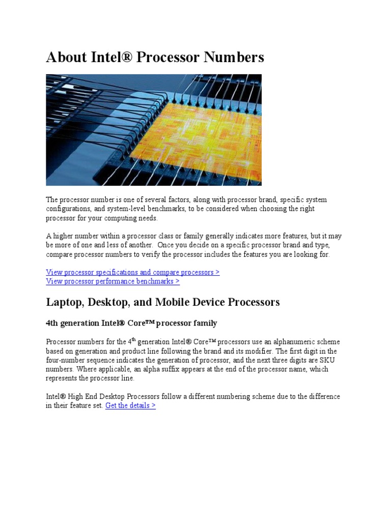 About Intel® Processor Numbers: Laptop, Desktop, and Mobile Device ...