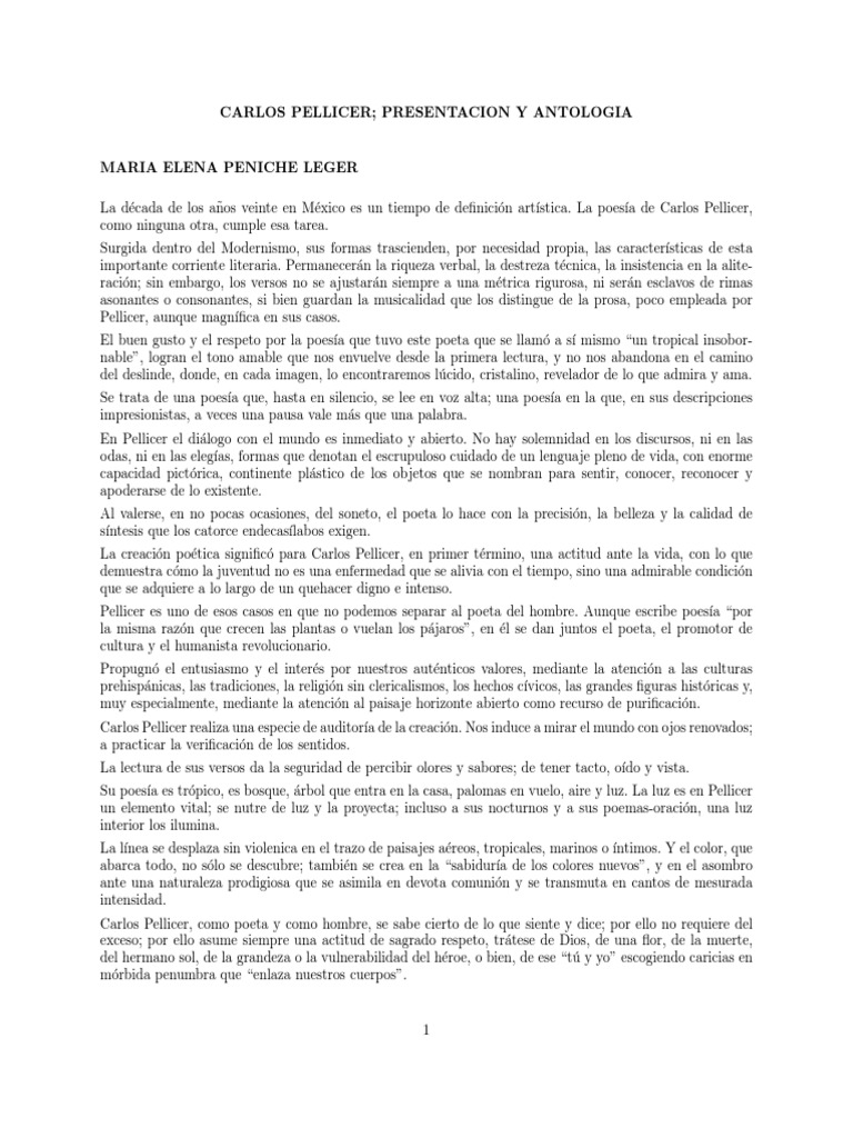 Material Lectura Carlos Pellicer PDF | PDF | México | Amor