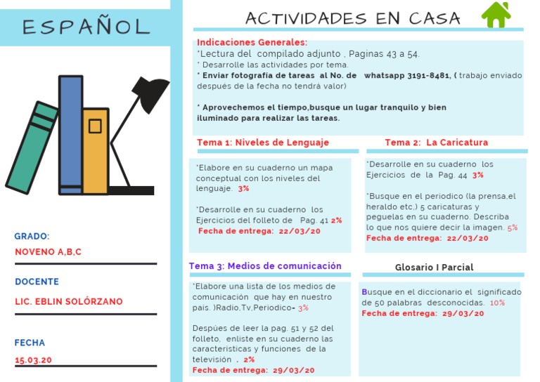 Cuadro Tareas 9no ABC | PDF