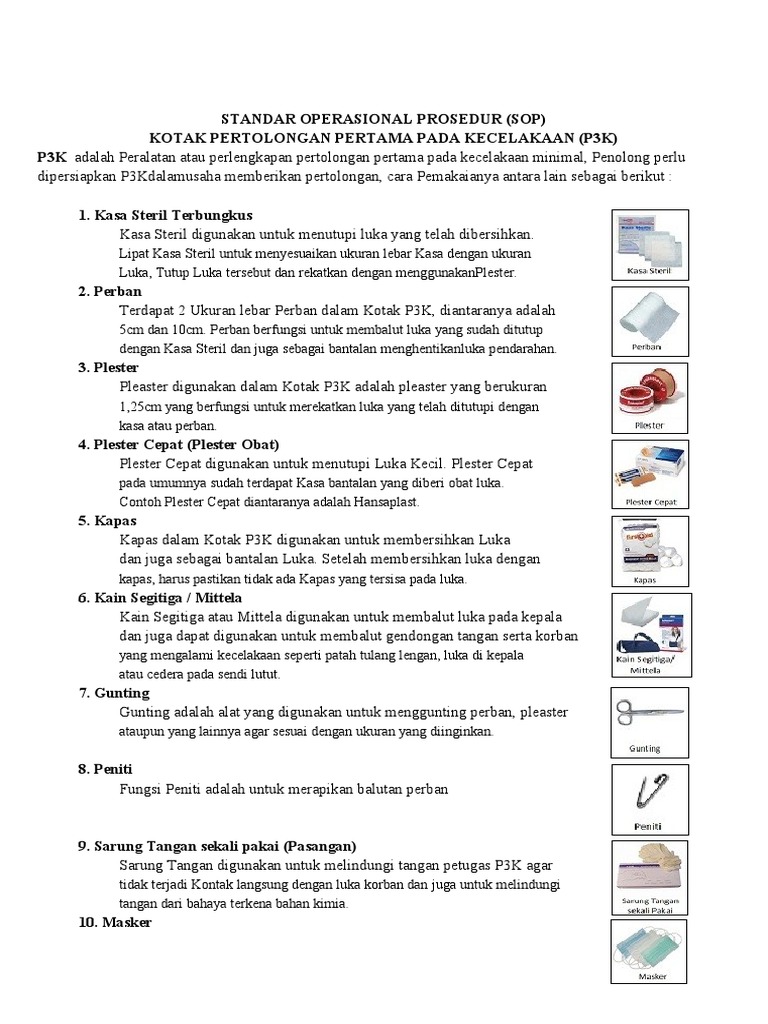 8c SOP Kotak P3K | PDF | Griya & Taman | Kesehatan Holistik