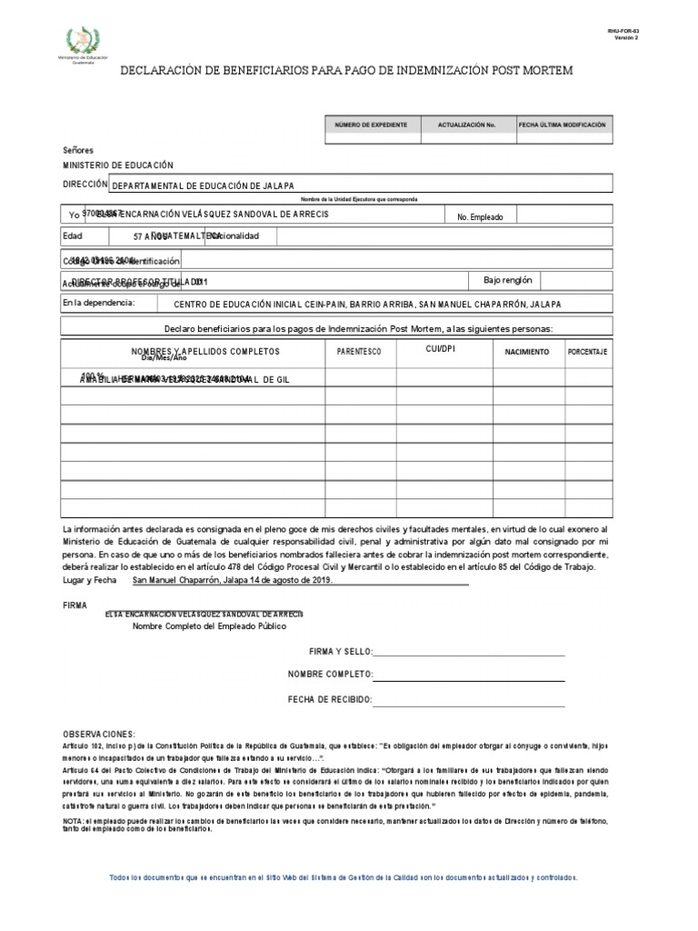 Formato Post Mortem 2 | PDF | Guatemala | Bienestar