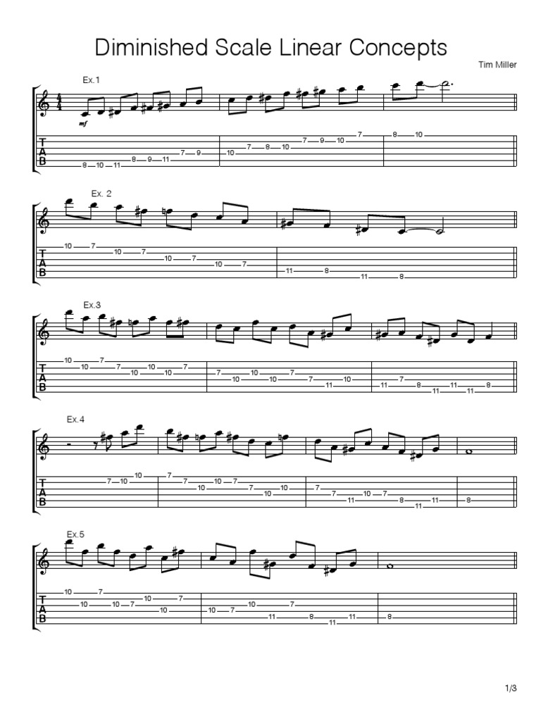 Diminished Scale Linear Concepts Chart | PDF