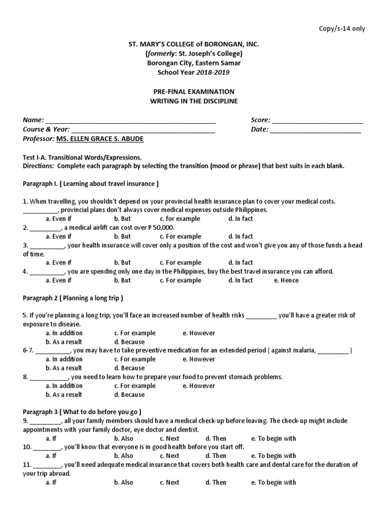 Pre-Final Exam: Writing Skills | PDF | Business