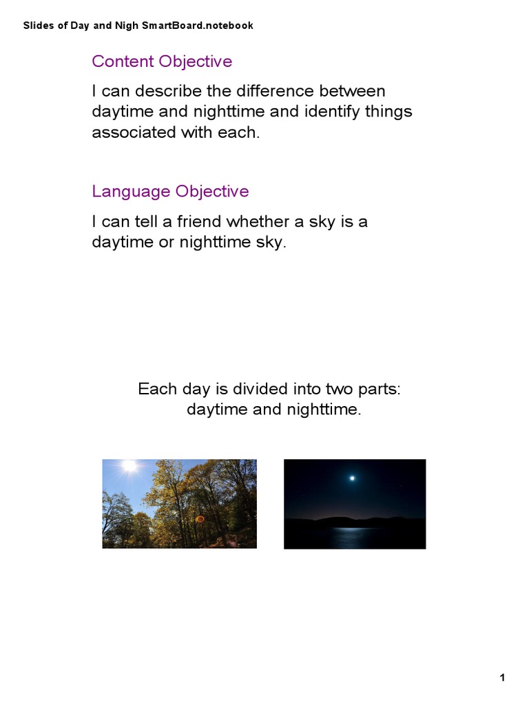 Slides of Day and Night SmartBoard | PDF | Night | Sky