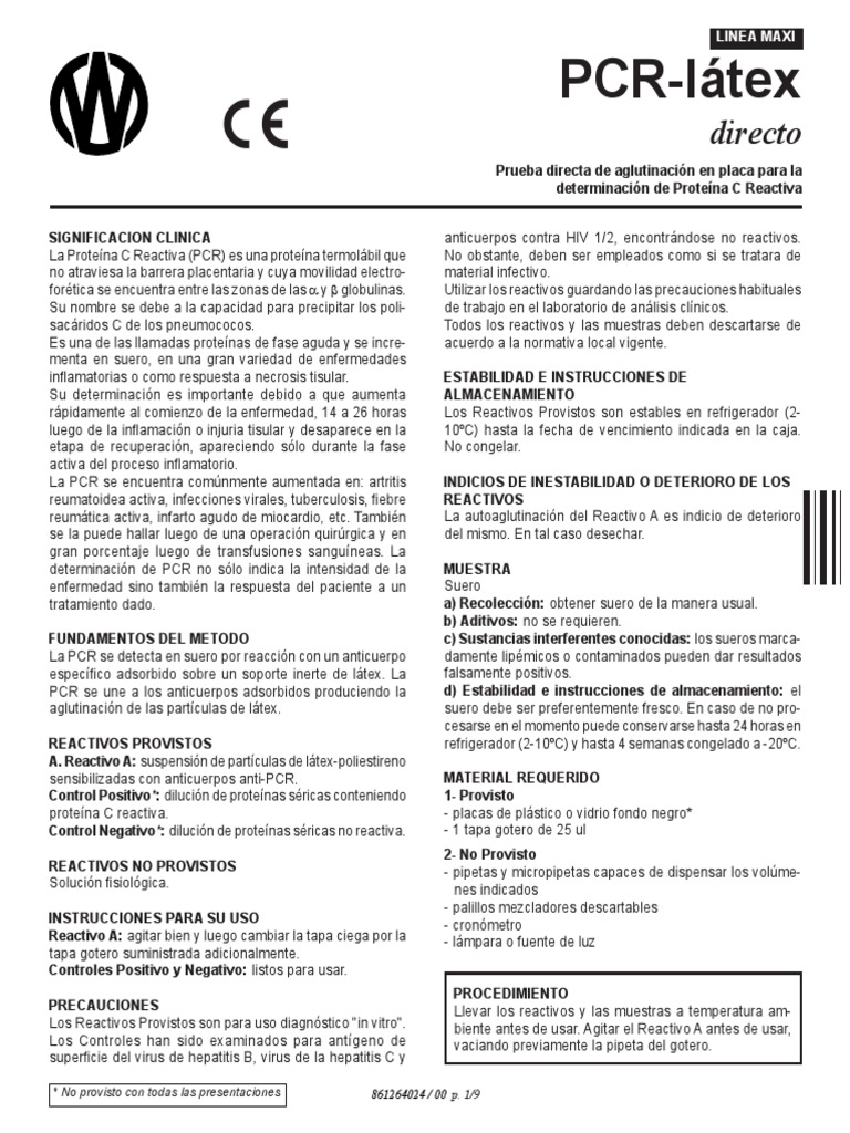 PCR Latex | PDF | Proteína C-reactiva | Ciencias de la vida