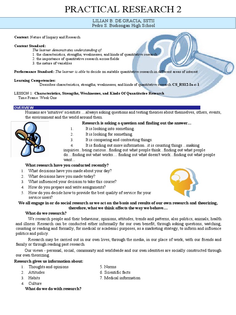 Practical Research 2 Module - Week 1-1 | PDF | Quantitative Research ...