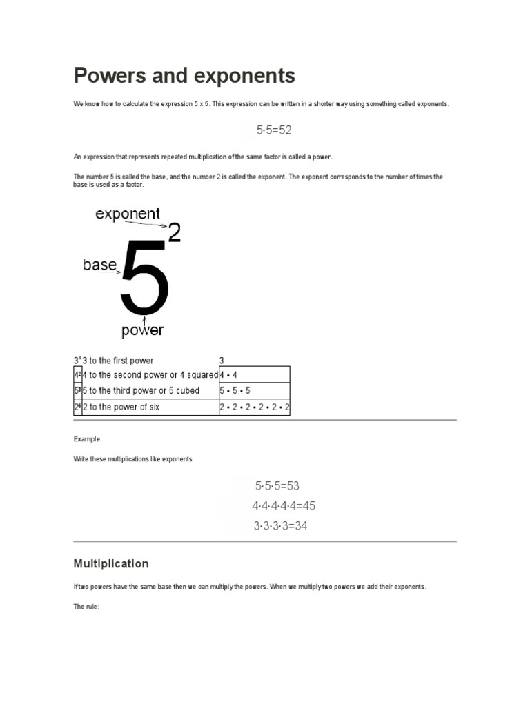 Understanding Powers and Exponents | PDF