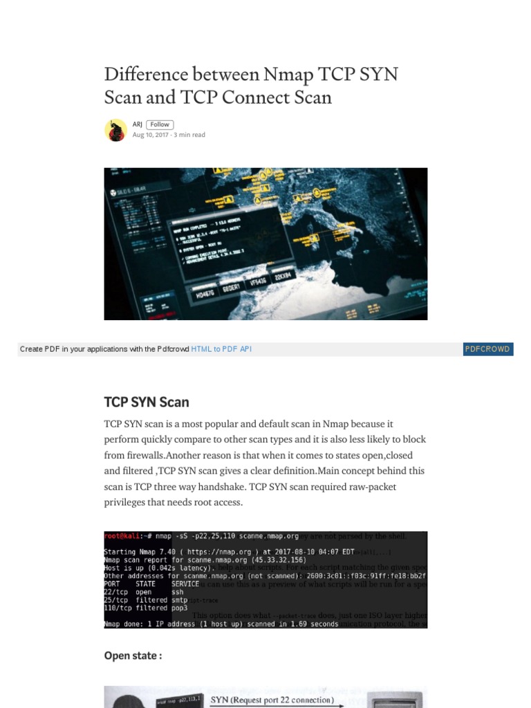 Difference Between Nmap Tcp Syn Scan And Tcp Connect Scan Pdf Transmission Control Protocol 6644