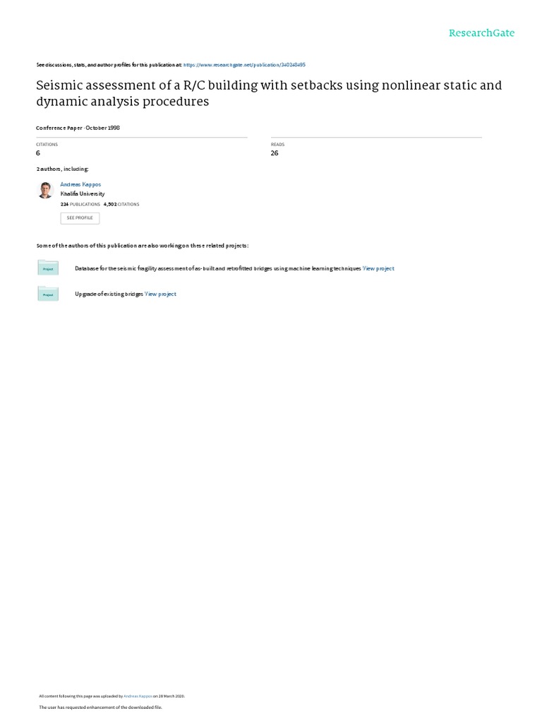 Seismic Assessment of A RC Building With Setbacks Using Nonlinear Static and Dynamic Analysis ...