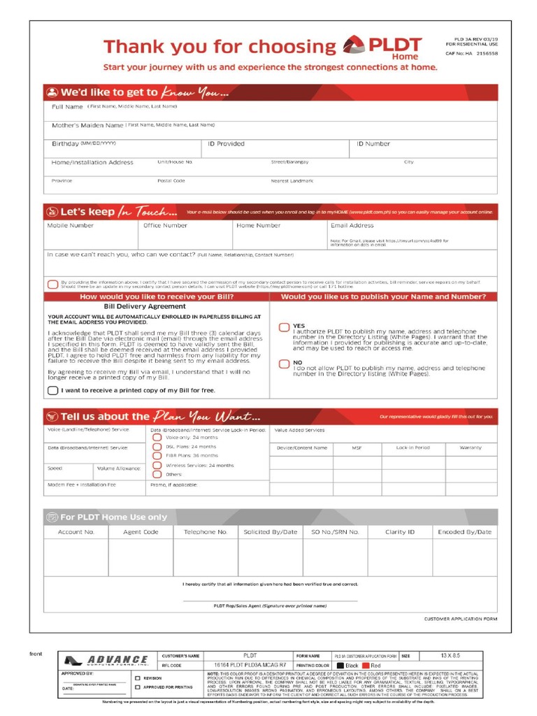 PLDT Transfer Ownership Form PDF | PDF