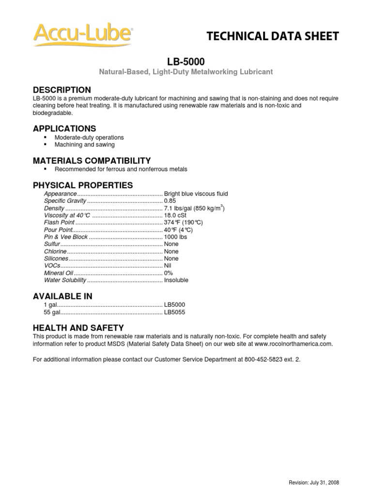 Technical Data Sheet: Description | PDF