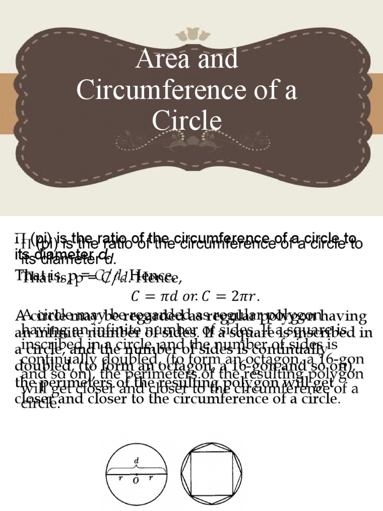 Area and Circumference of A Circle | PDF | Area | Circle