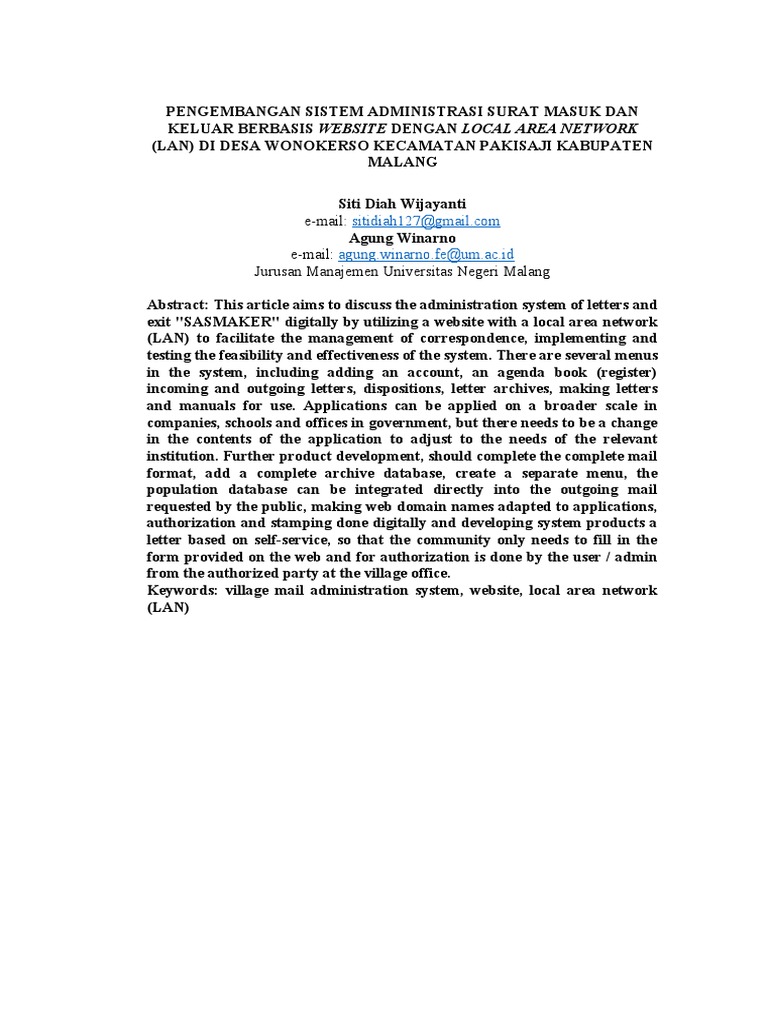 E-Mail: E-Mail: Jurusan Manajemen Universitas Negeri Malang: Agung ...